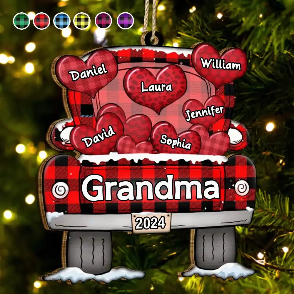 Mom Dad Grandma Grandpa Truck Loading Hearts - Personalized Wooden ...