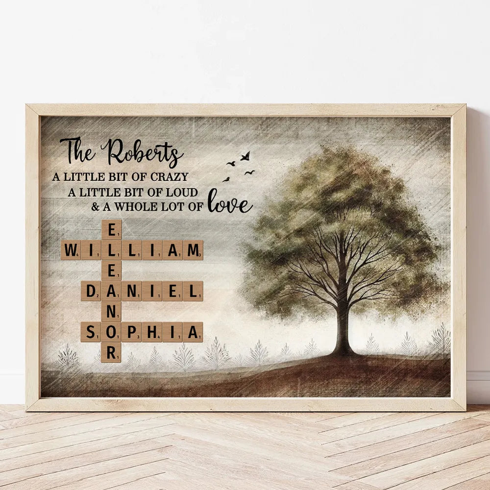Family Whole Lot Of Love Family Tree Crossword Puzzle Art Personalized ...