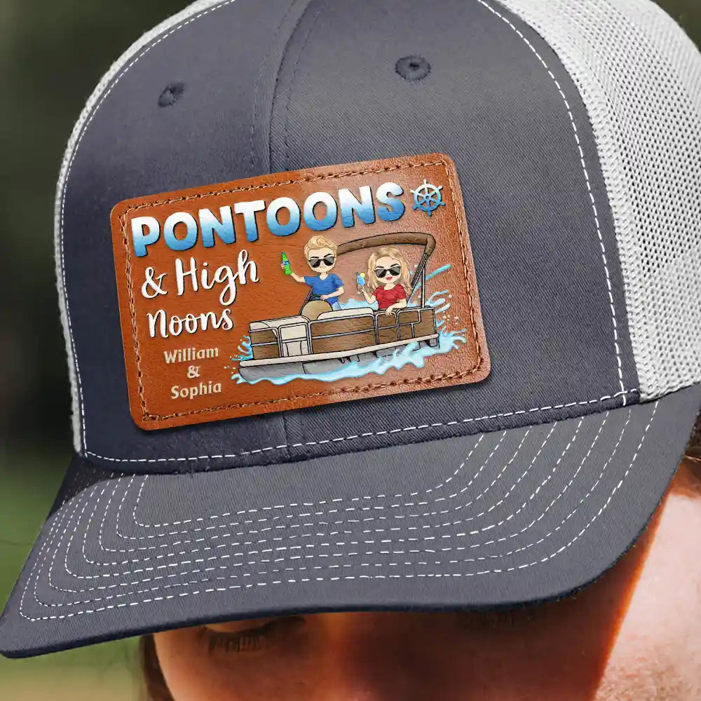 Boating Pontoons And High Noons Couple - Personalized Leather Patch Ha ...