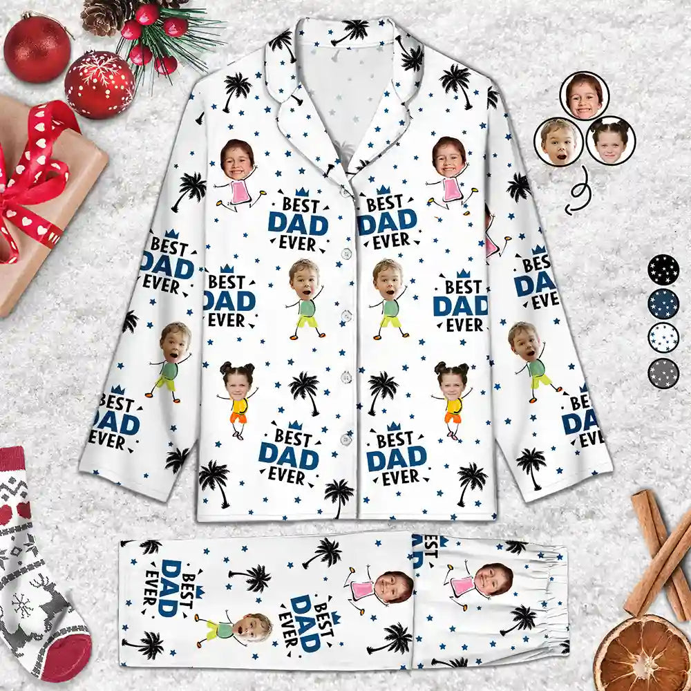 Custom Photo Best Dad Grandpa Ever - Personalized Long Pajamas Set ...