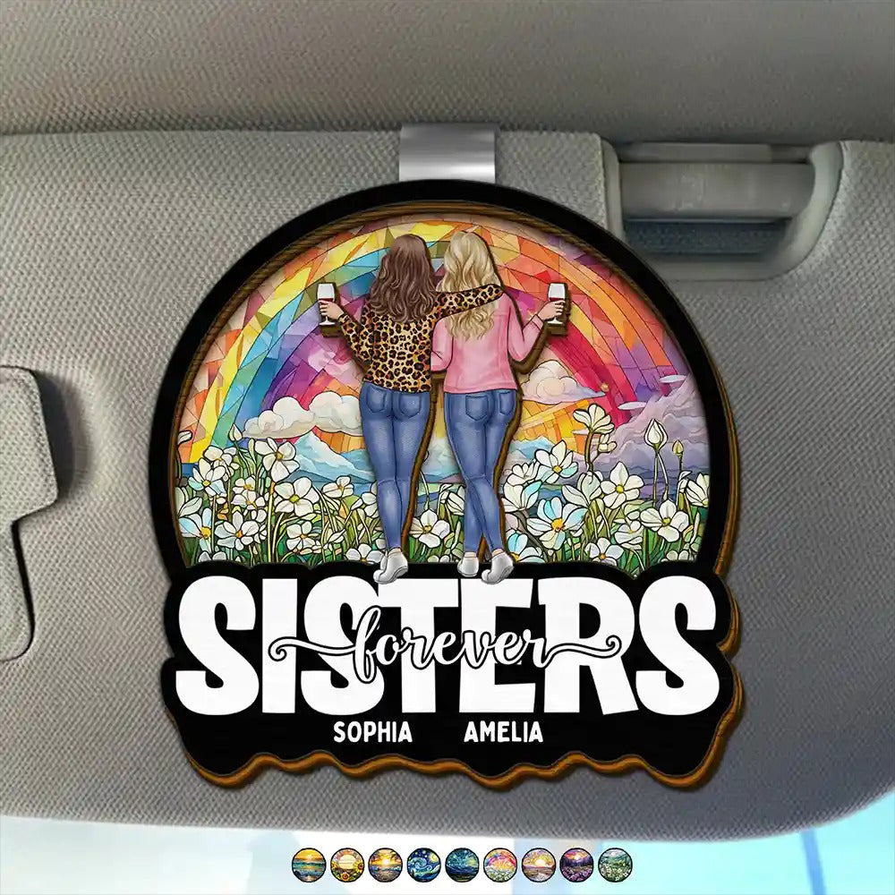 Bestie Sisters Forever Loving - Personalized Custom Shaped Car Visor C ...