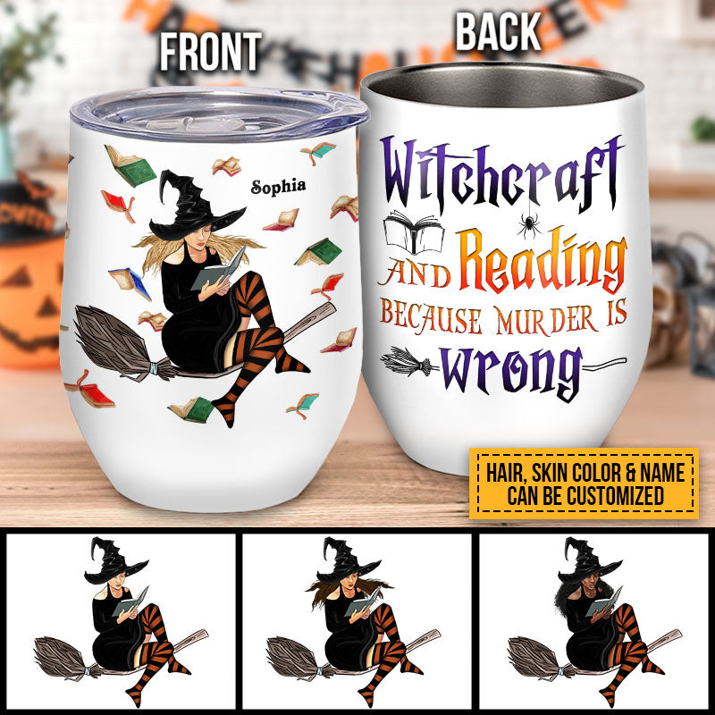 Book Witch Reading Witchery Wizard Spell Halloween Murder Is Wrong Cus ...