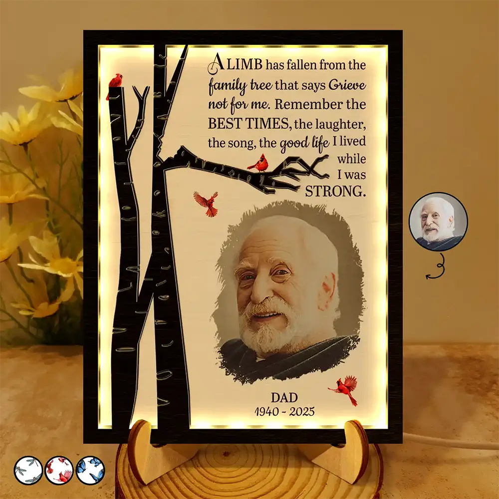 Custom Photo Memorial A Limb Has Fallen - Personalized LED Light Woode ...