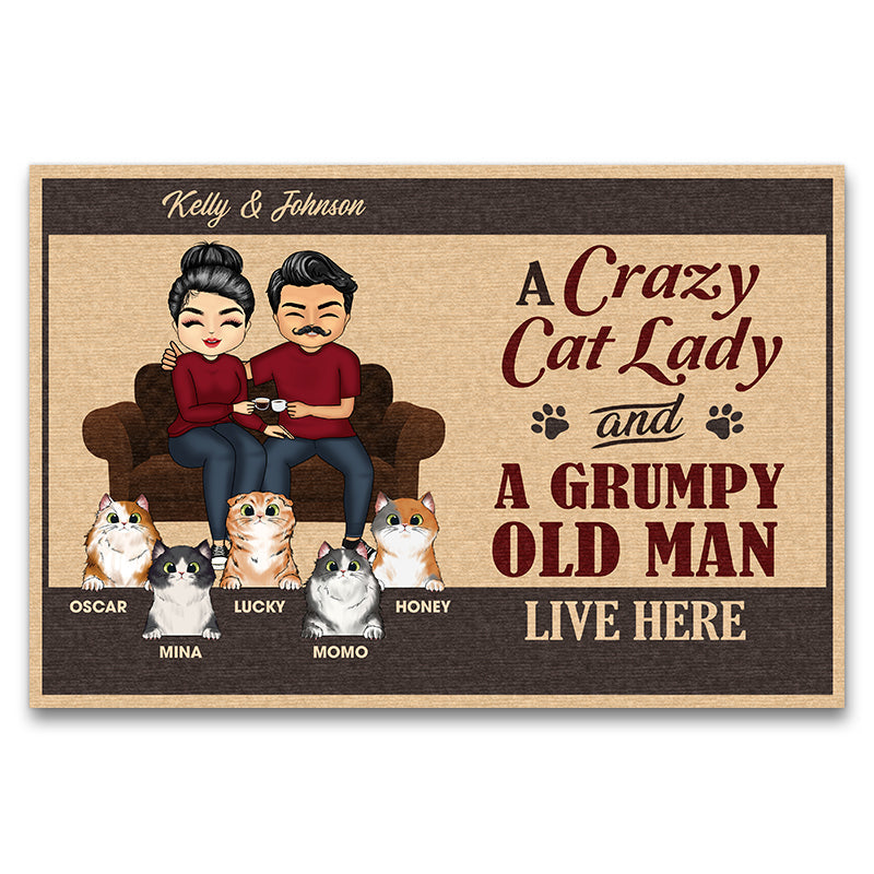 A Crazy Cat Lady & A Grumpy Old Man Live Here - Gift For Cat Lovers ...