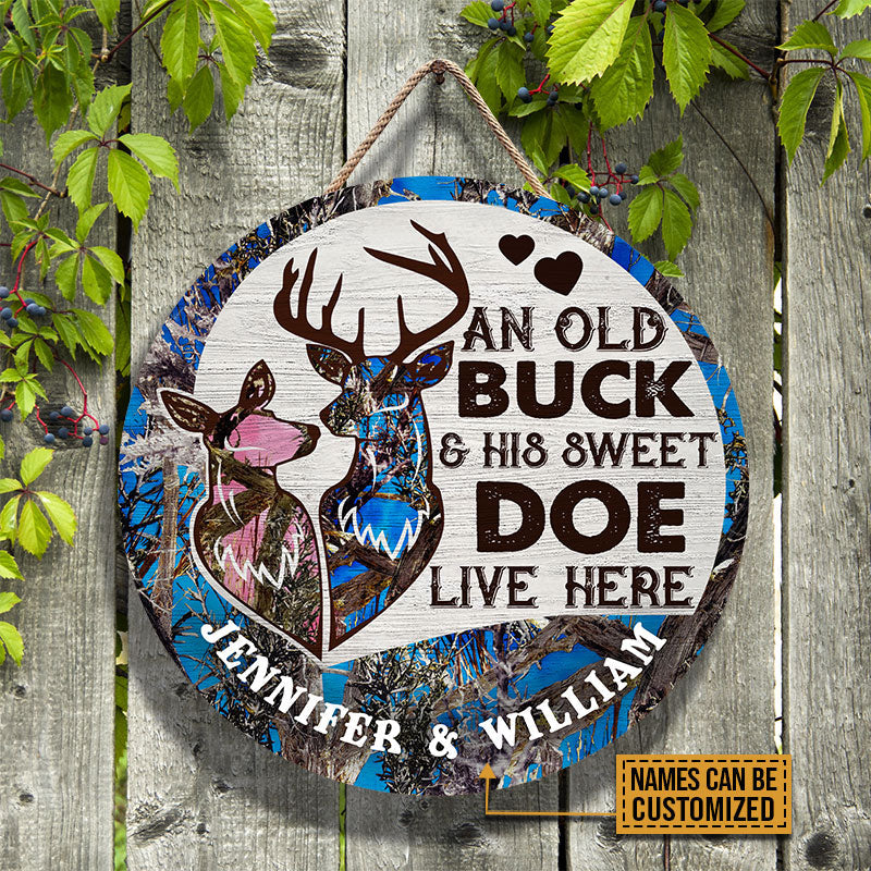Deer Old Buck Sweet Doe Custom Wood Circle Sign – The Next Custom Gift