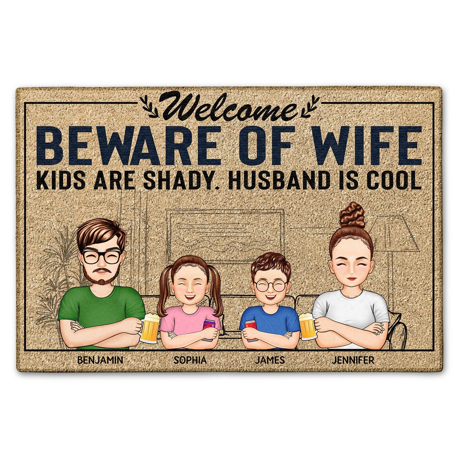 Welcome Beware Of Wife Kids Are Shady Husband Is Cool - Gift For Coupl ...