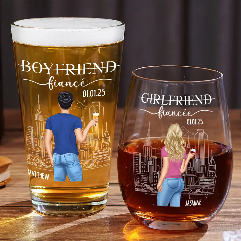 Couple Boyfriend Fiance Girlfriend Fiancee - Personalized Combo Wine ...