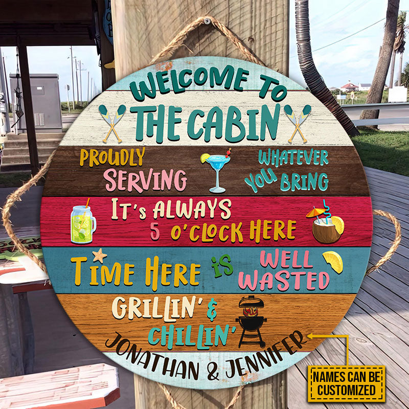 Lake Cabin Welcome To The Cabin Custom Wood Circle Sign, Wood Wall Art ...
