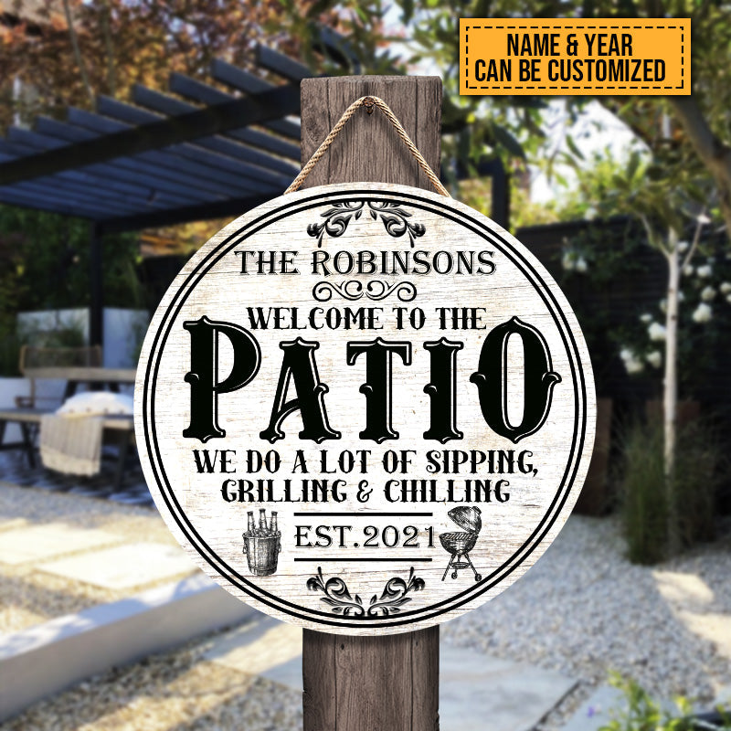 Patio Sipping Grilling Chilling Custom Wood Circle Sign – The Next ...