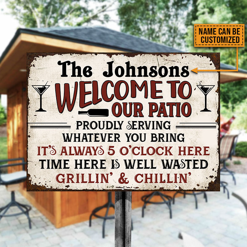 Patio Welcome Grilling Time Here Is Well Custom Classic Metal Signs ...