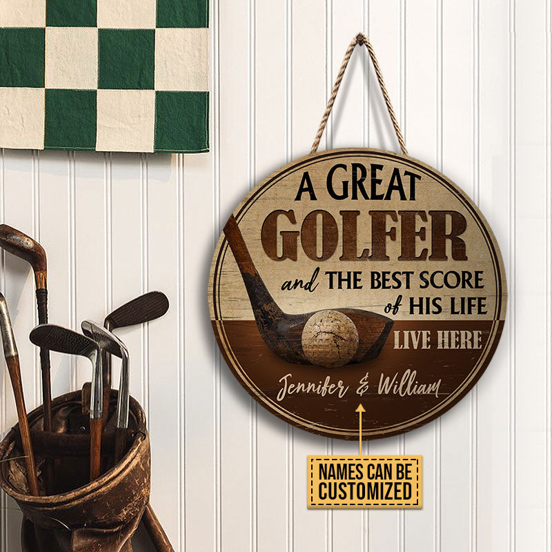 Personalized Golf Best Score Of His Life Custom Wood Circle Sign – The ...
