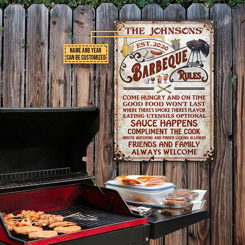 Personalized Grilling Barbeque Rules Custom Classic Metal Signs – The ...