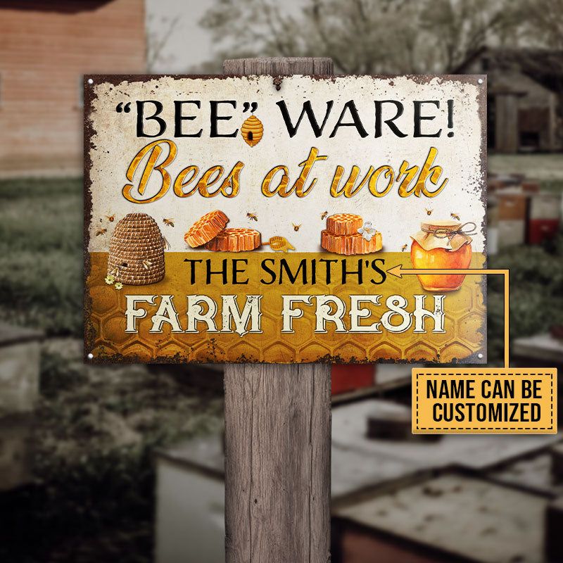 Personalized Honey Bee Bees At Work Custom Classic Metal Signs – The ...