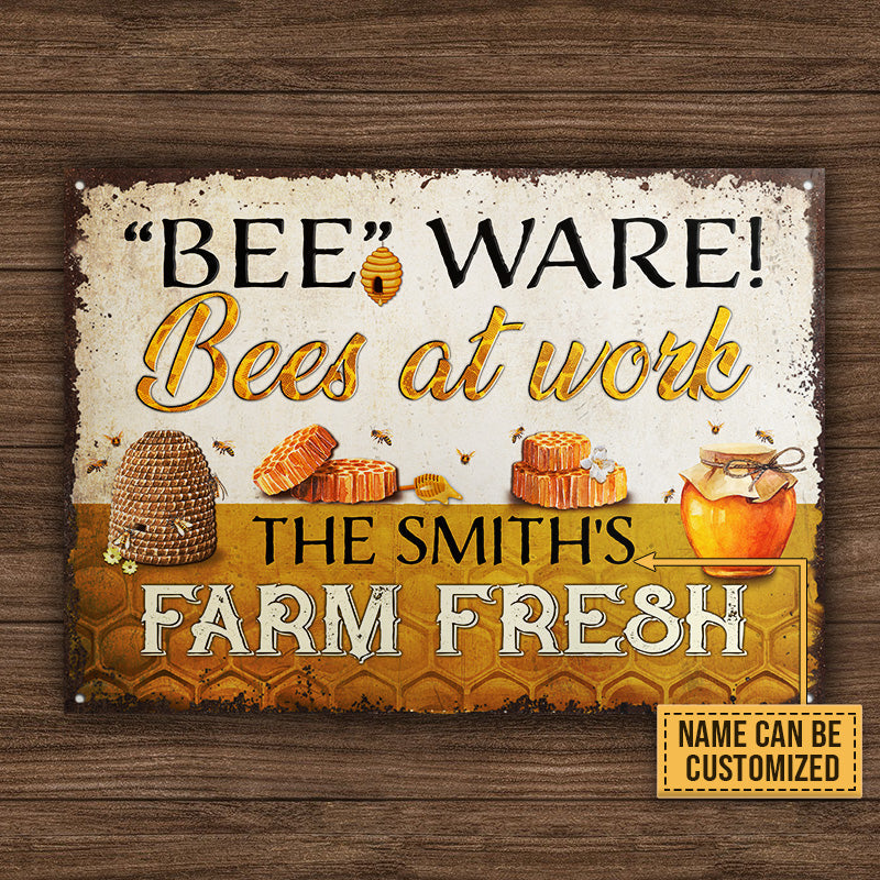 Personalized Honey Bee Bees At Work Custom Classic Metal Signs – The ...