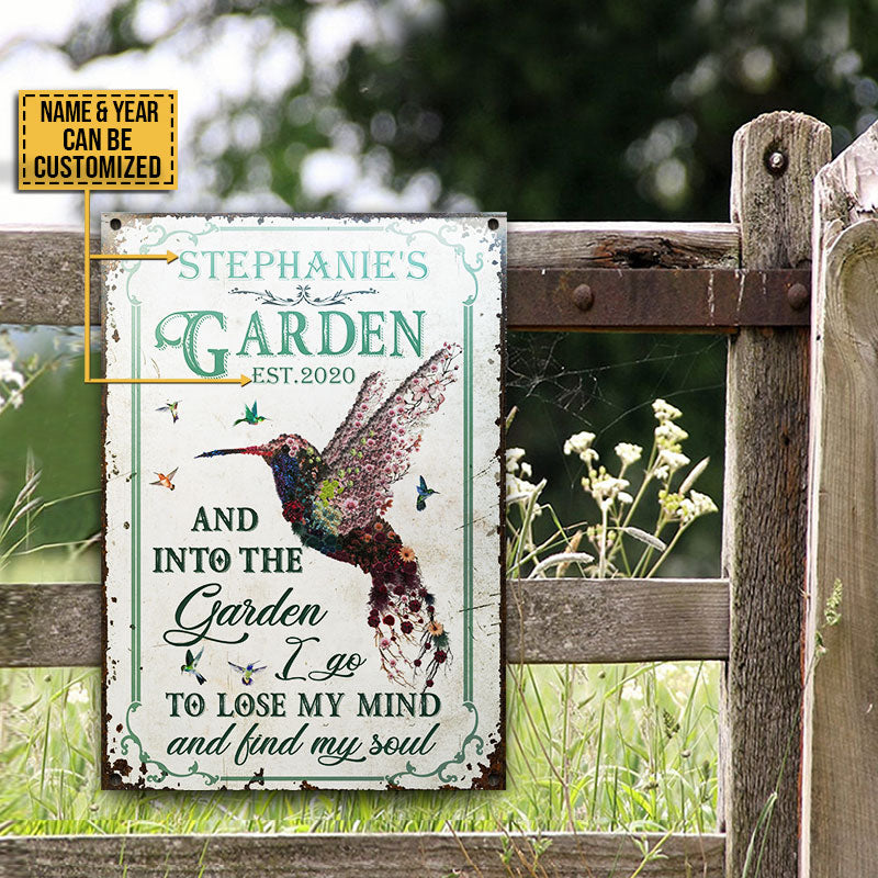 Personalized Hummingbird Garden And Into Customized Classic Metal Sign ...