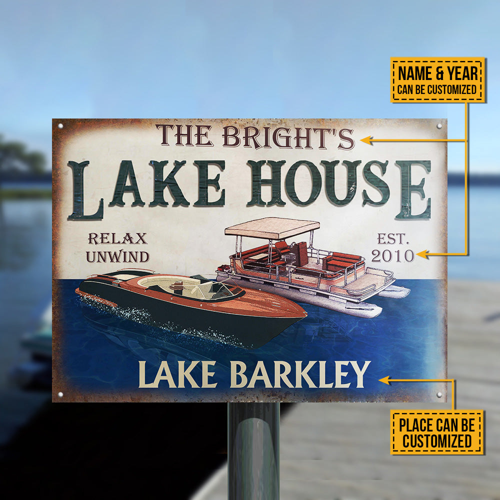 Personalized Pontoon Speedboat Lake Relax Customized Classic Metal Sig ...