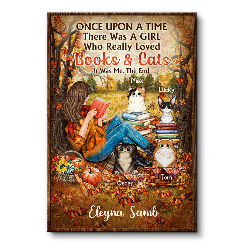 Personalized Reading Cats Girl Once Upon A Time Custom Poster – The ...