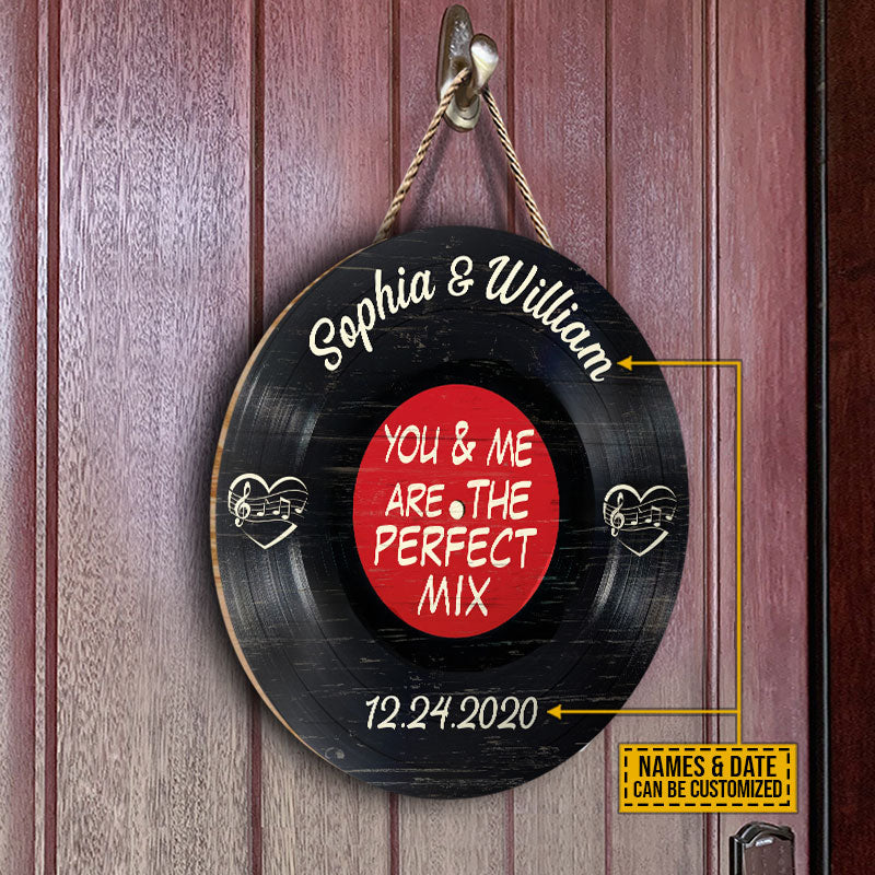 Personalized Vinyl Disc Couple The Perfect Mix Custom Wood Circle Sign ...
