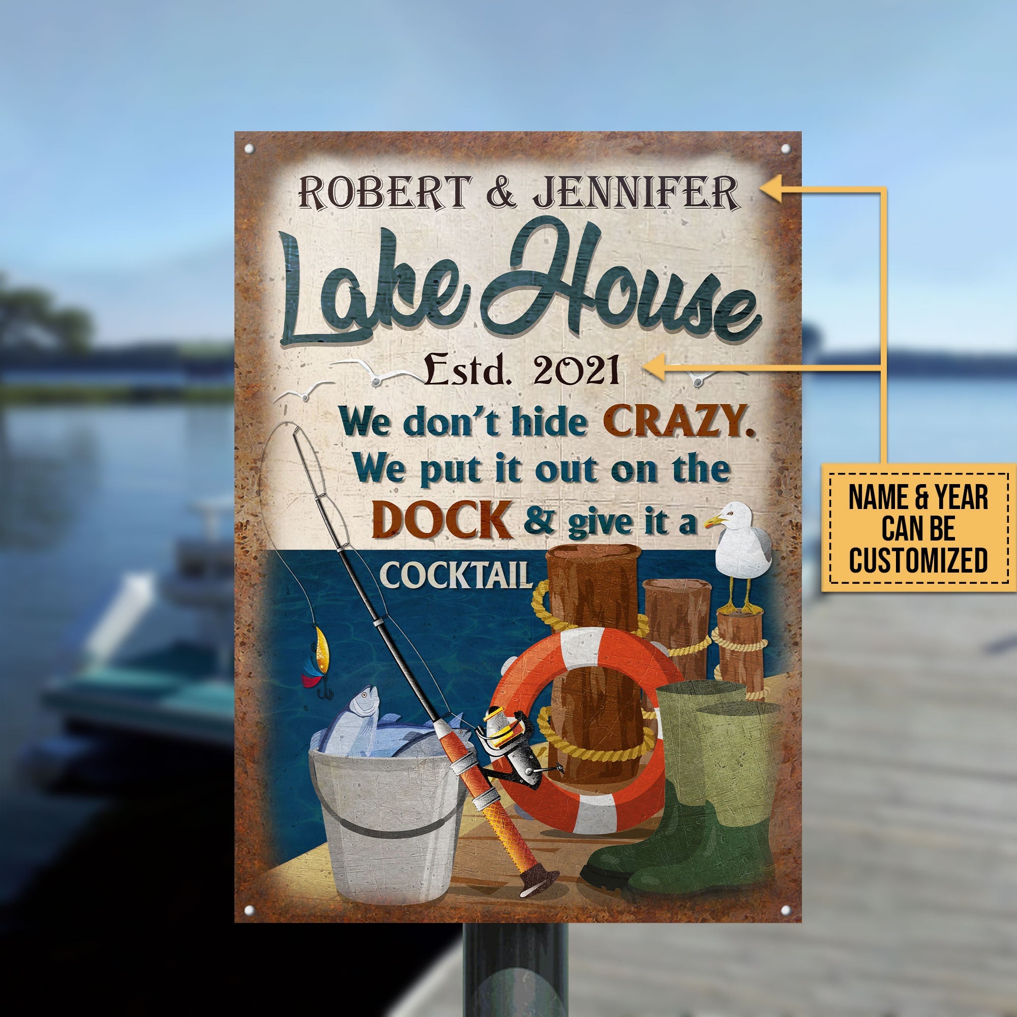 Personalized Fishing Lake Crazy Customized Classic Metal Signs – The ...