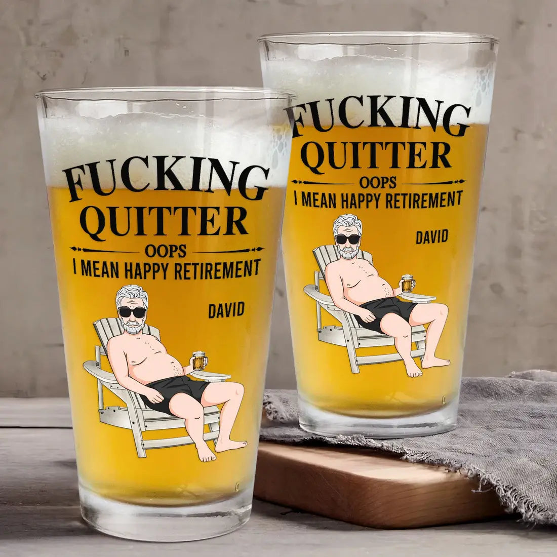 Quitter Oops I Mean Happy Retirement - Personalized Beer Glass - The ...