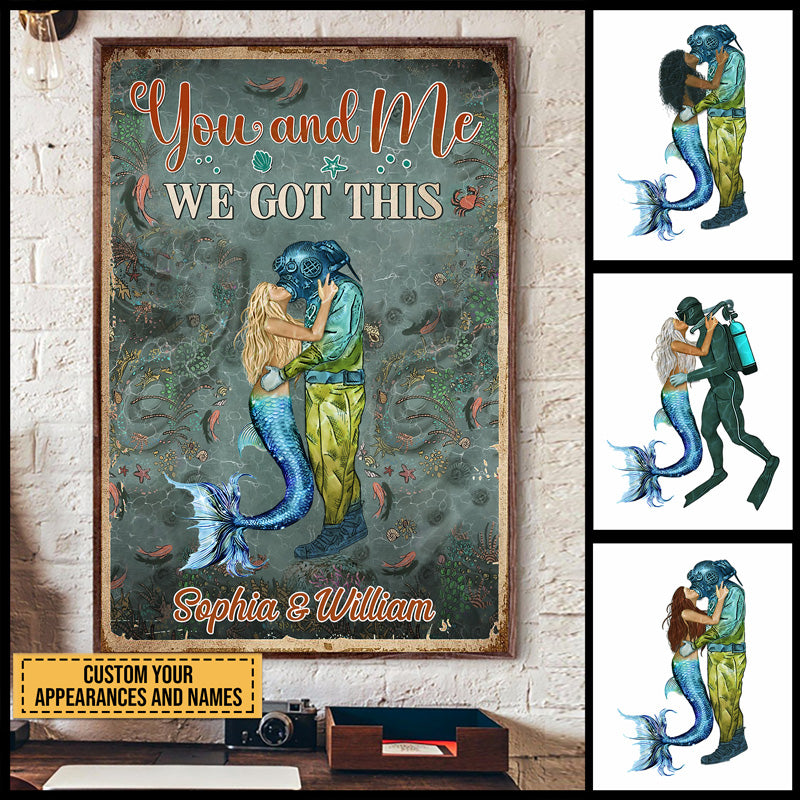 Scuba Diving And Mermaid Couple We Got This And Back Custom Poster, Co ...