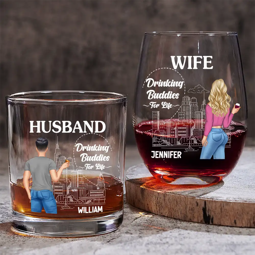 Husband & Wife Drinking Partners For Life - Personalized Combo Wine ...