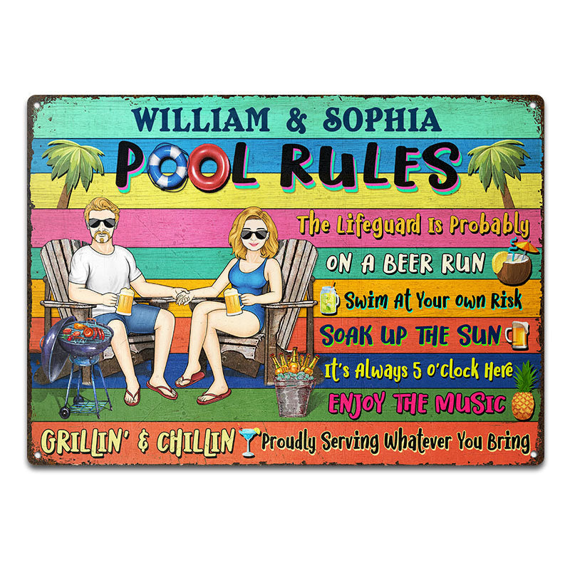 Swimming Pool Family Couple Pool Rules - Couple Gift - Personalized Cu ...
