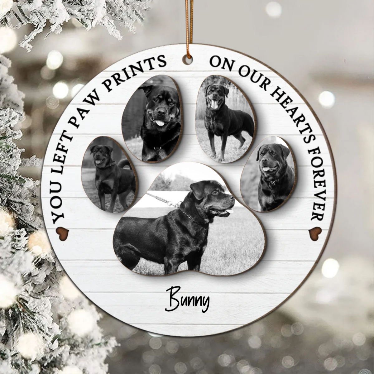 You Left Paw Prints On Our Hearts Photo Inserted Personalized Wooden O ...